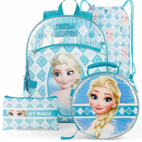 Disney | Accessories | New Disney 5pc Frozen Elsa Full Size Backpack ...